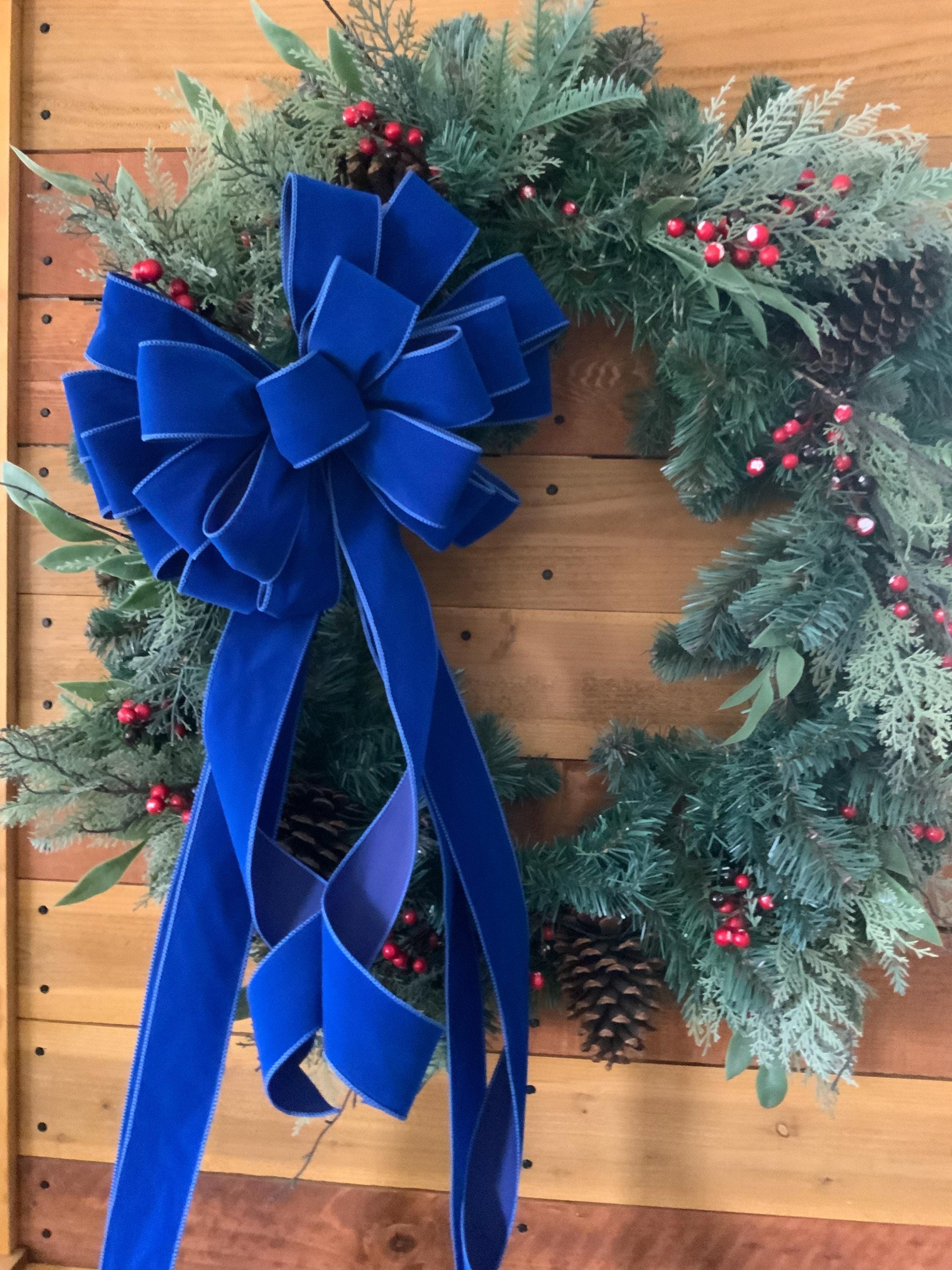 Royal Blue Velvet Christmas Bow: 14" Wired Tree Topper or Wreath Bow - Etsy