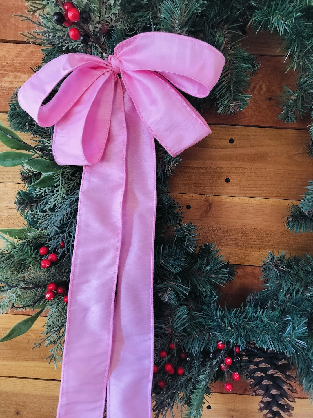 Pink Christmas Bow Pink Coquette Bow for Christmas Wreath Floppy Pink ...