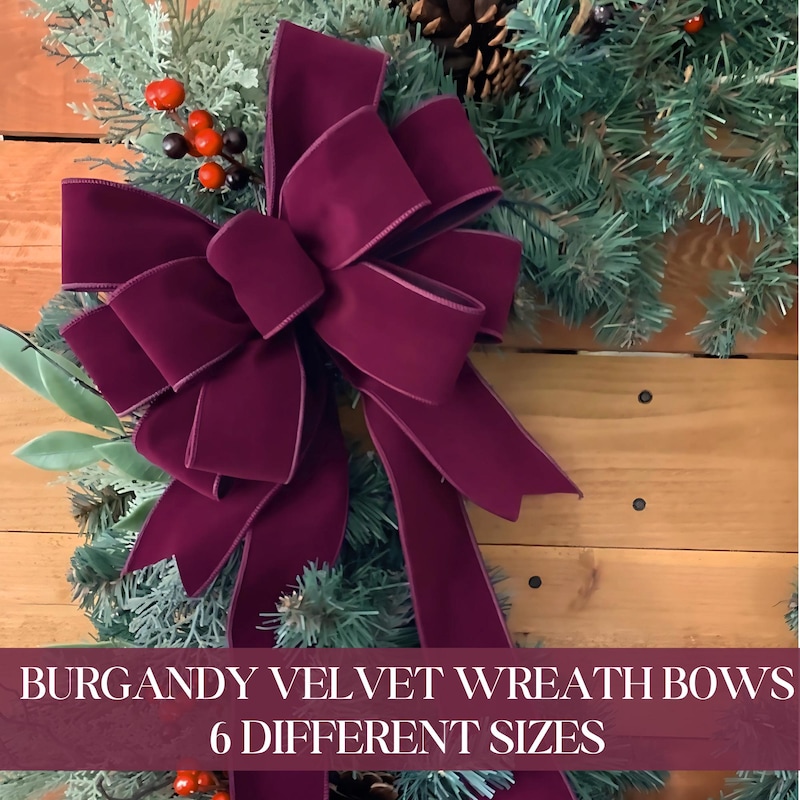 Burgundy Christmas Bows - Etsy