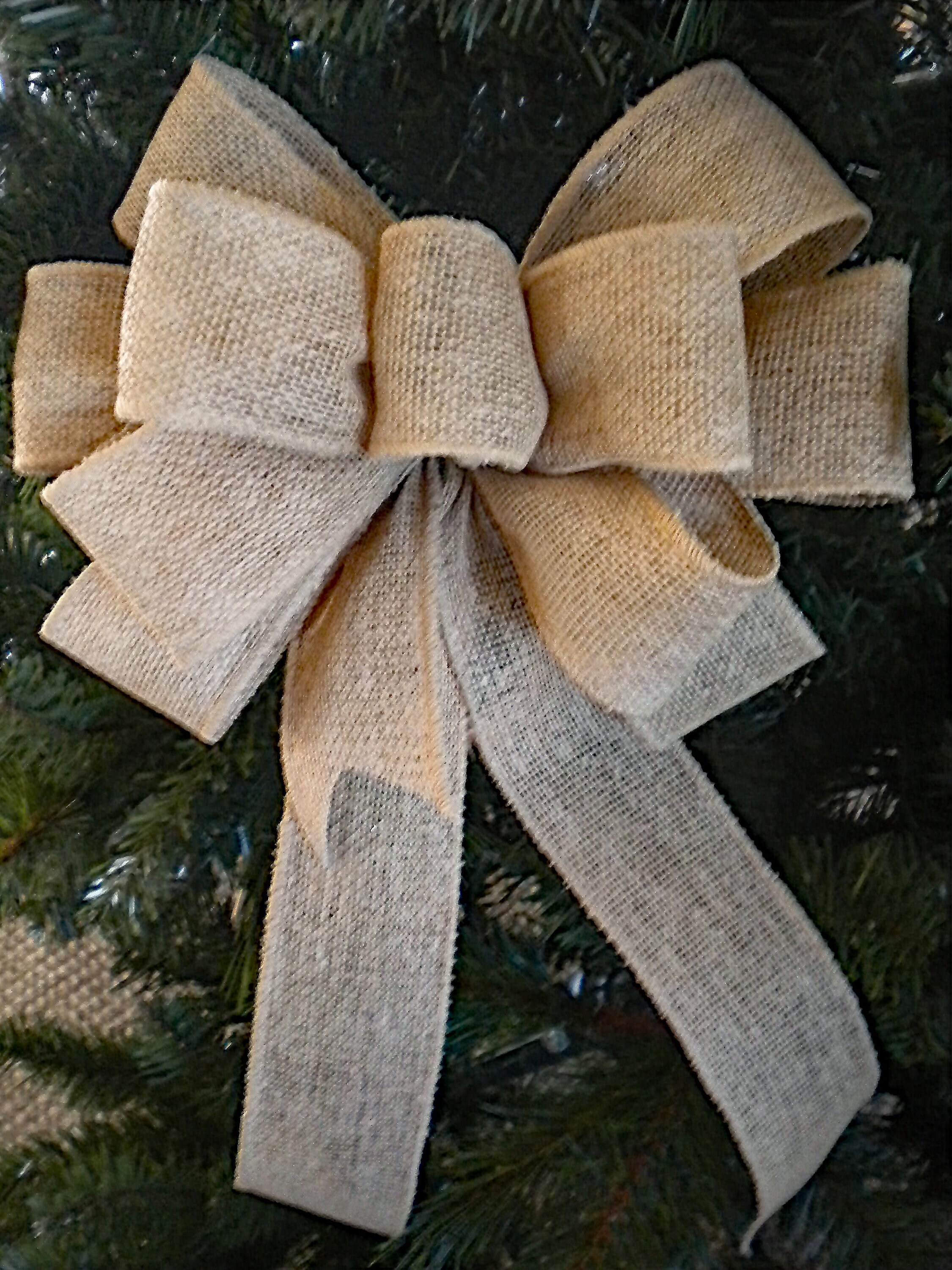 Natural Burlap Wreath Bow, Rustic Farmhouse Door Accent, Handmade ...