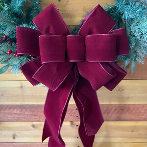 Big Bow 16", 18", 20" Large Red Velvet Bow INDOOR OUTDOOR Christmas ...