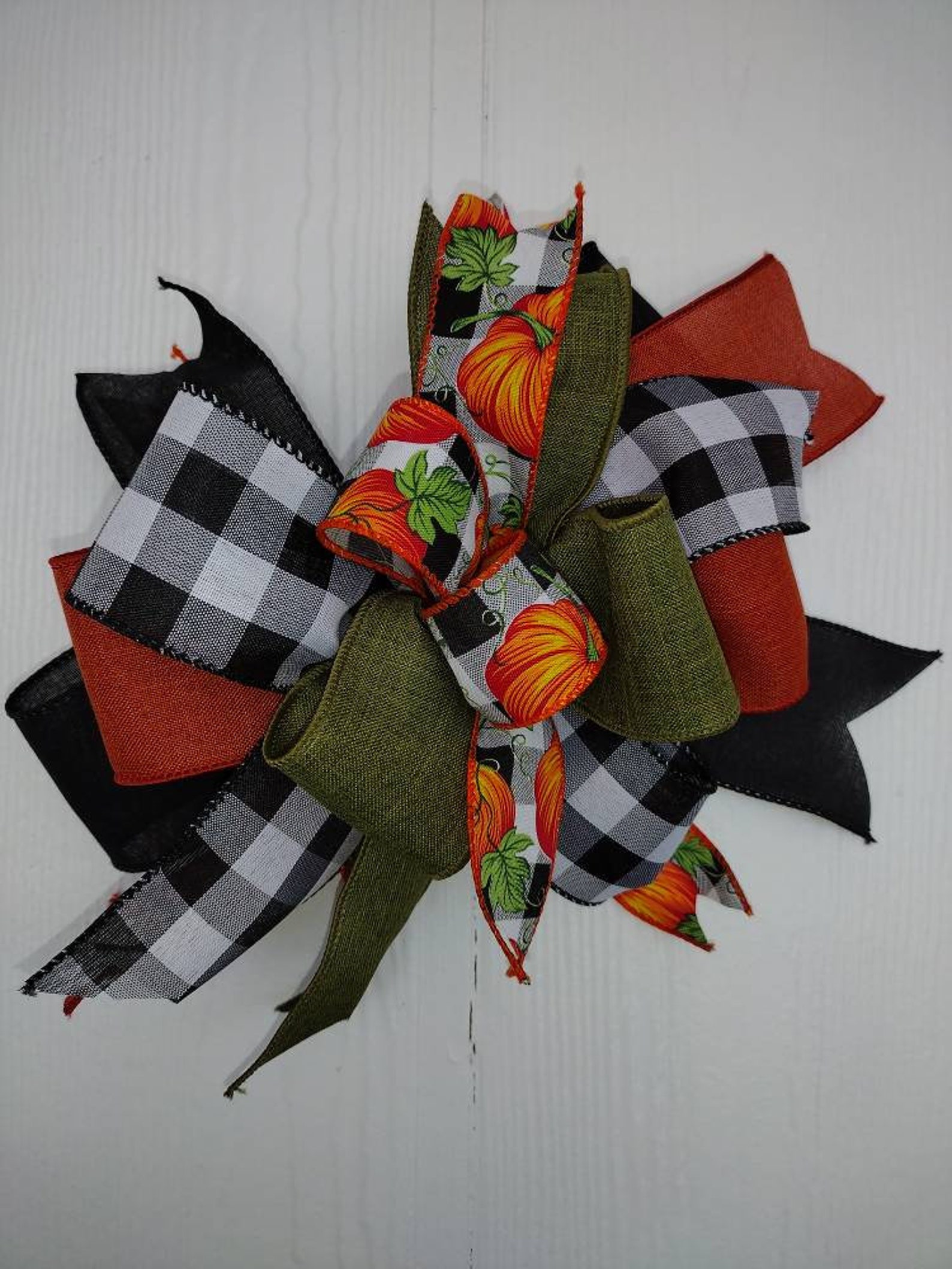 Farmhouse Fall Bow for Wreath Small Pumpkin Fall Bows | Fall Wreath ...