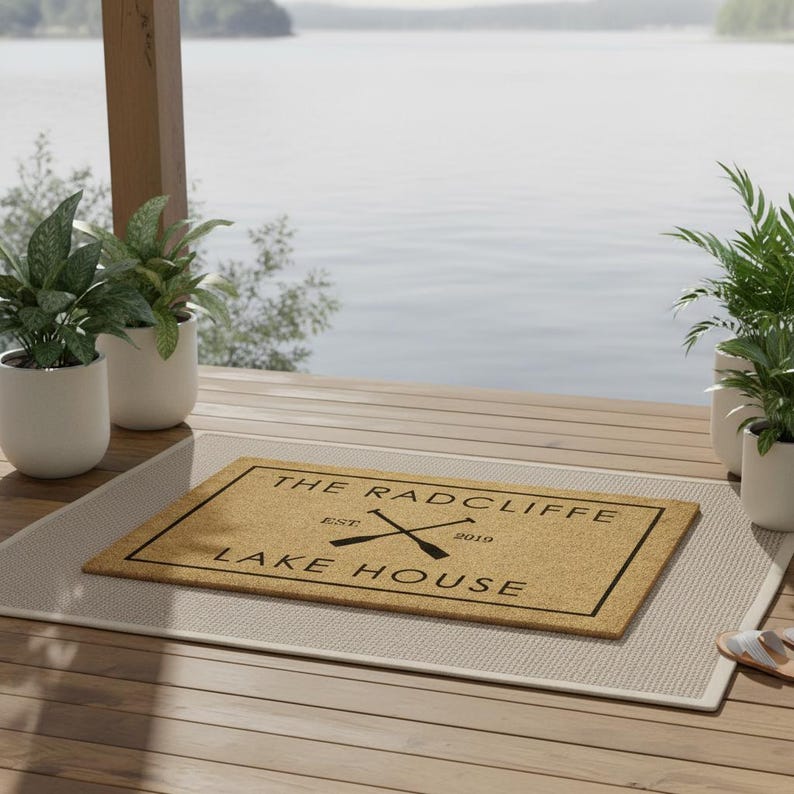 Personalized Lake House Doormat, Custom Family Name Coir Mat, Cabin ...