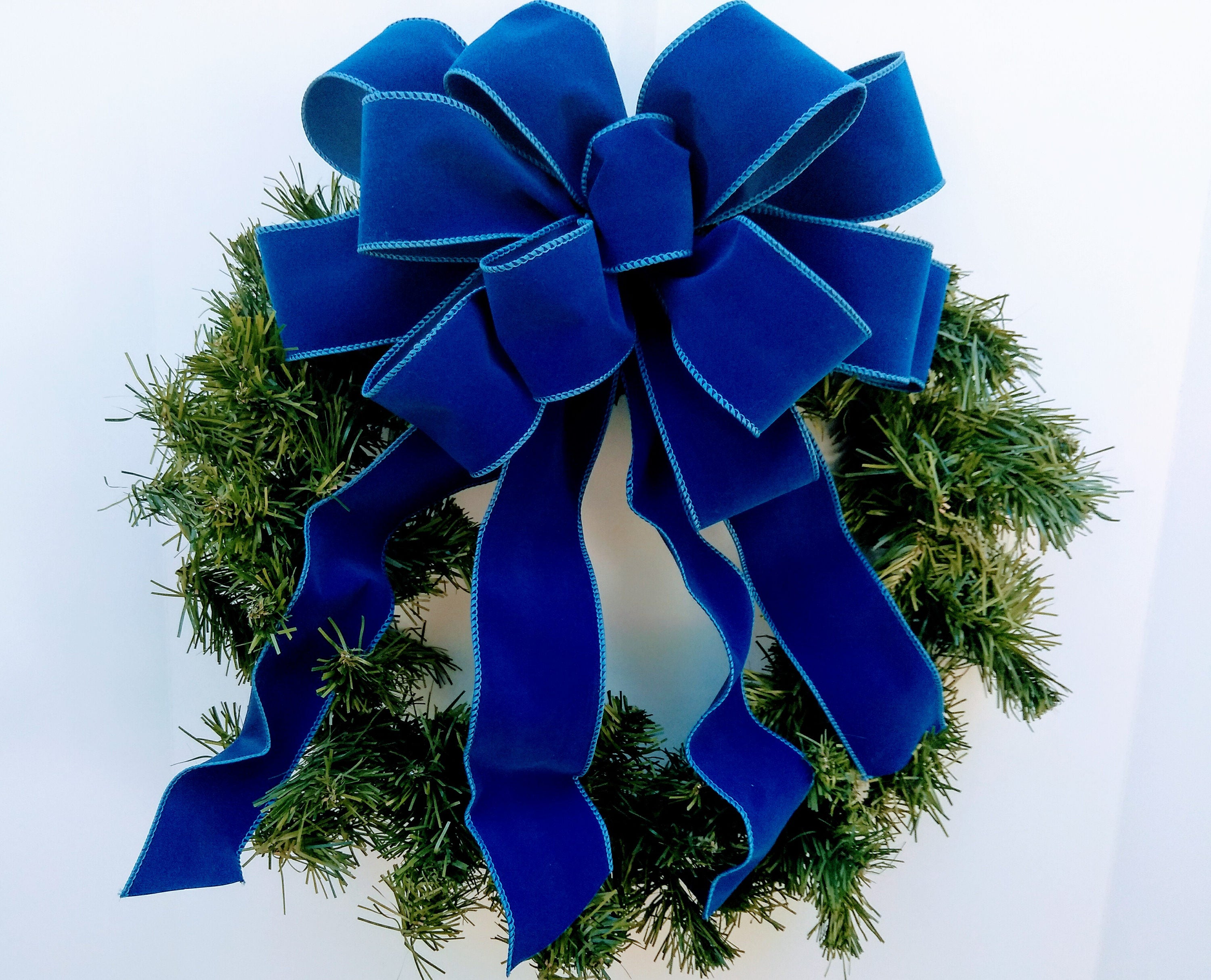 Royal Blue Velvet Christmas Bow: 14" Wired Tree Topper or Wreath Bow - Etsy