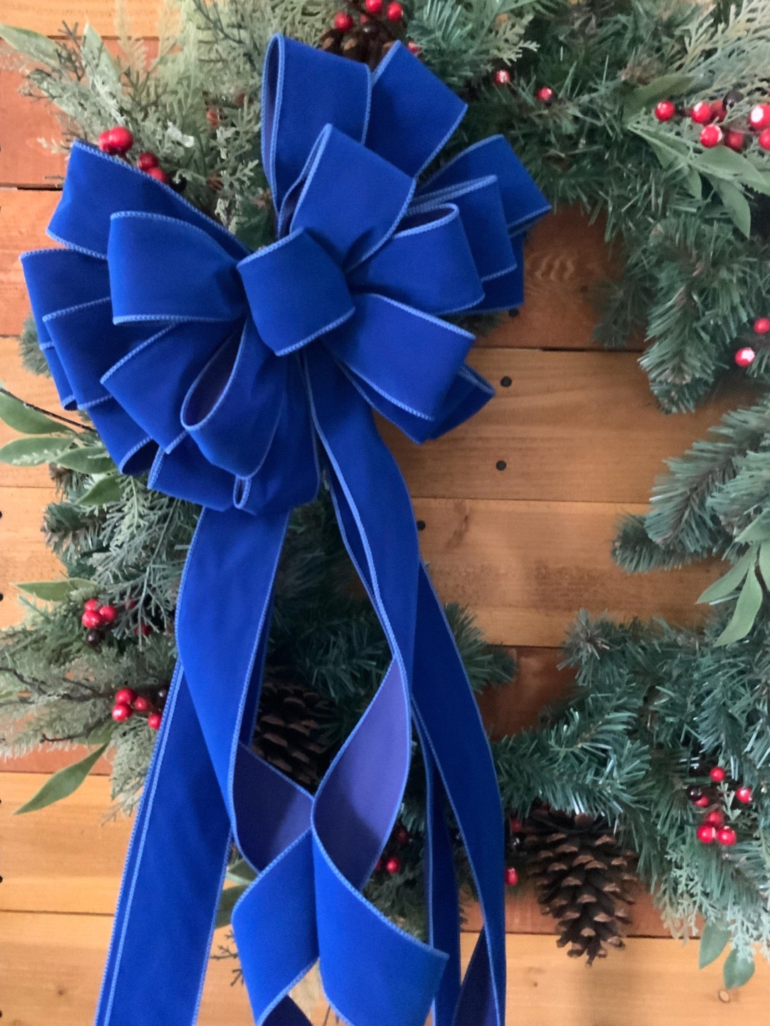 Royal Blue Tree Topper Bow 14" Wide INDOOR OUTDOOR Blue Christmas ...