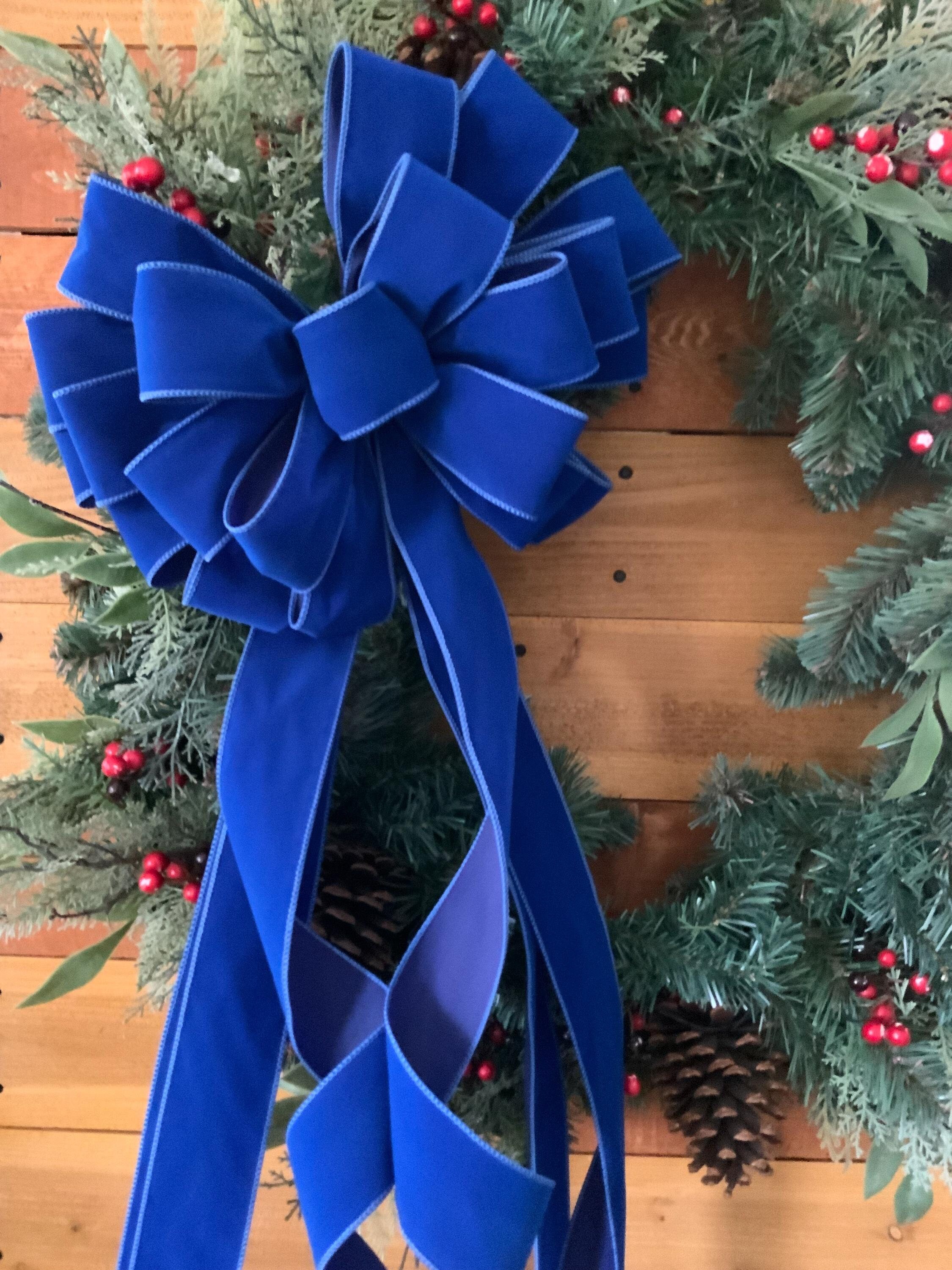 Royal Blue Velvet Christmas Bow: 14" Wired Tree Topper or Wreath Bow - Etsy
