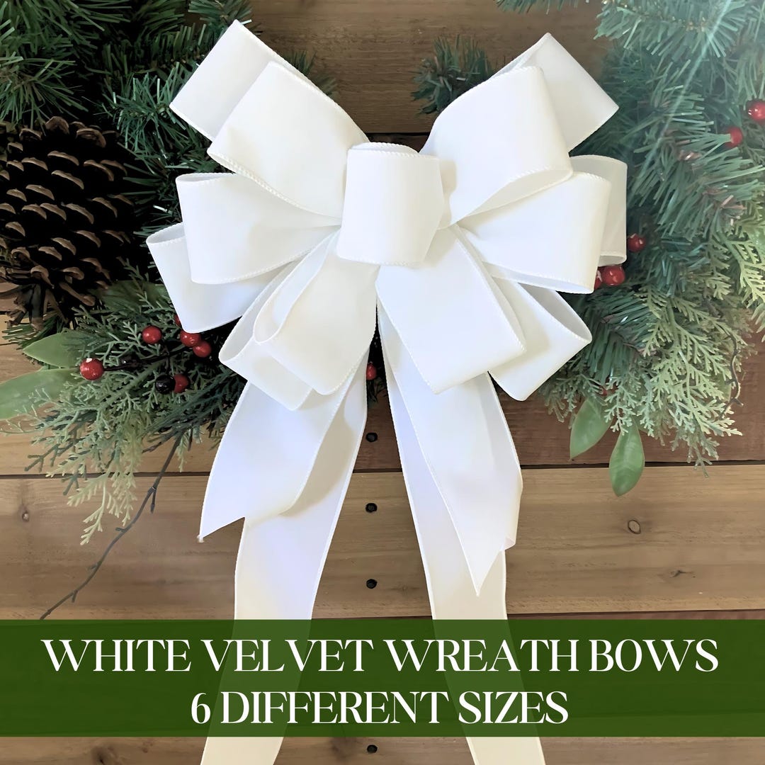 Wreath Bow White Velvet Bow White Christmas Wreath Bow White Tree ...