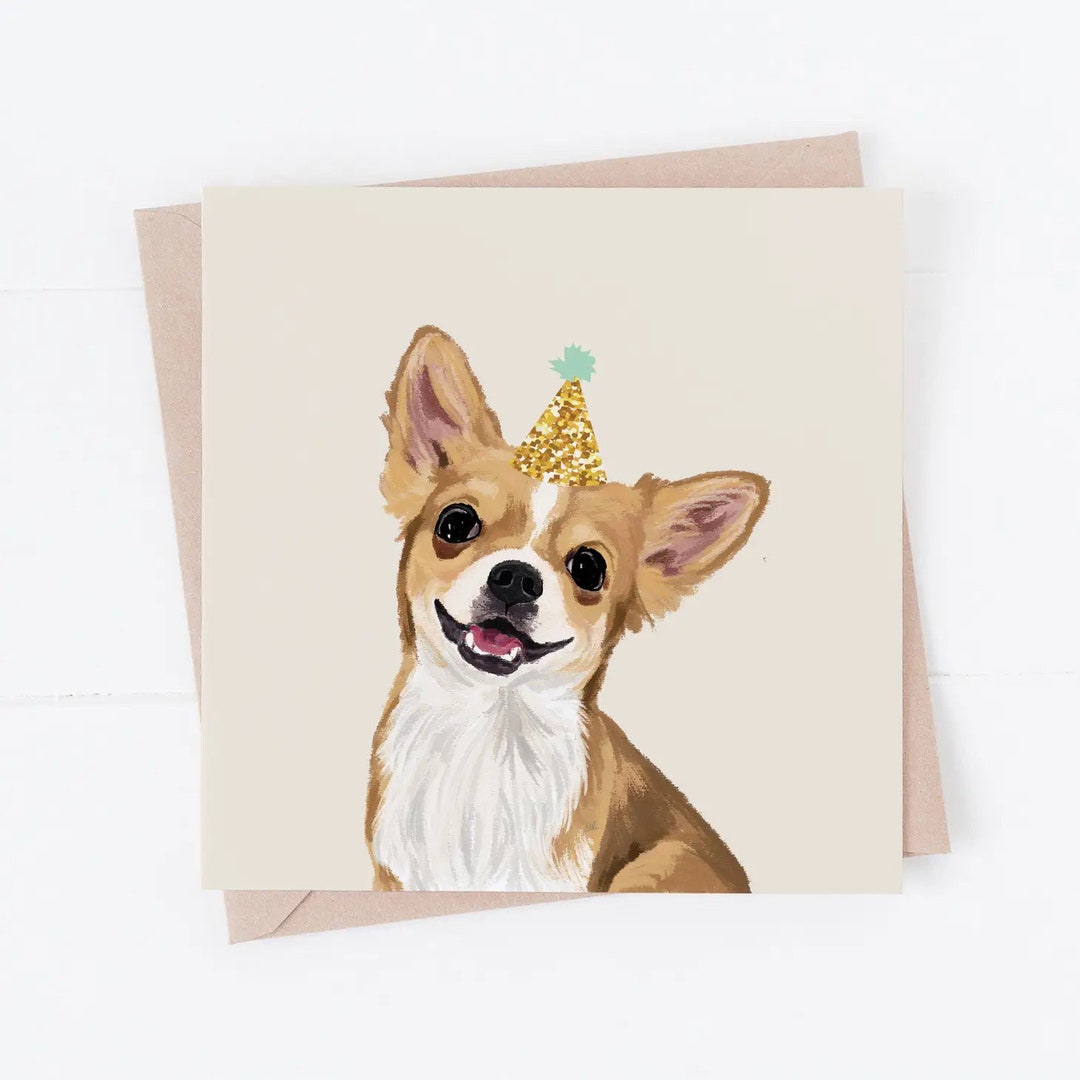 Chihuahua Birthday Card: Fun Dog Design, Recycled Card Stock - Etsy