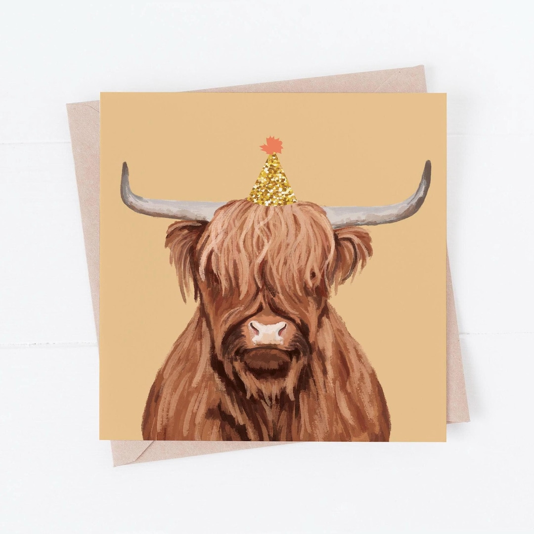 Highland Cow Birthday Card: Hand Illustrated - Etsy