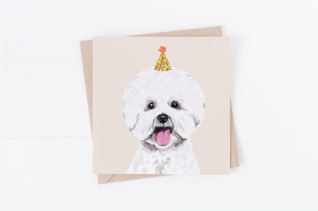 Dog Birthday Card, Bichon Frise Card, Bichon Frise Birthday Card ...