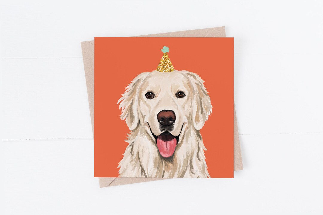 Dog Birthday Card, Golden Retriever Card, Golden Retriever Birthday ...