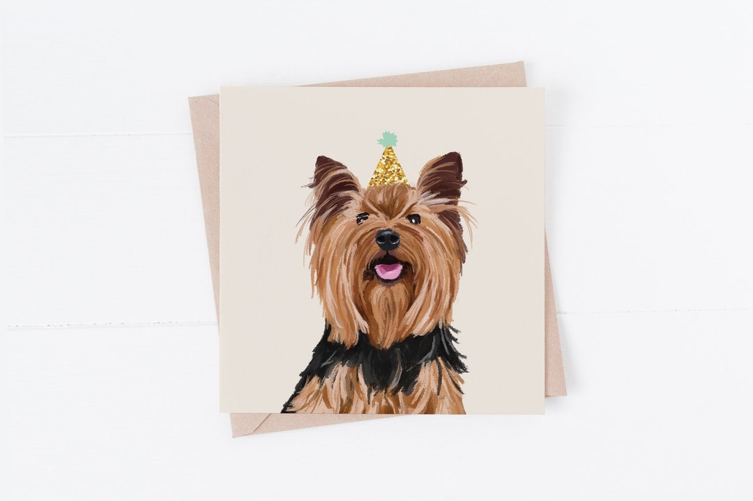 Dog Birthday Card, Yorkie Card, Yorkshire Terrier Birthday Card, Yorkie ...