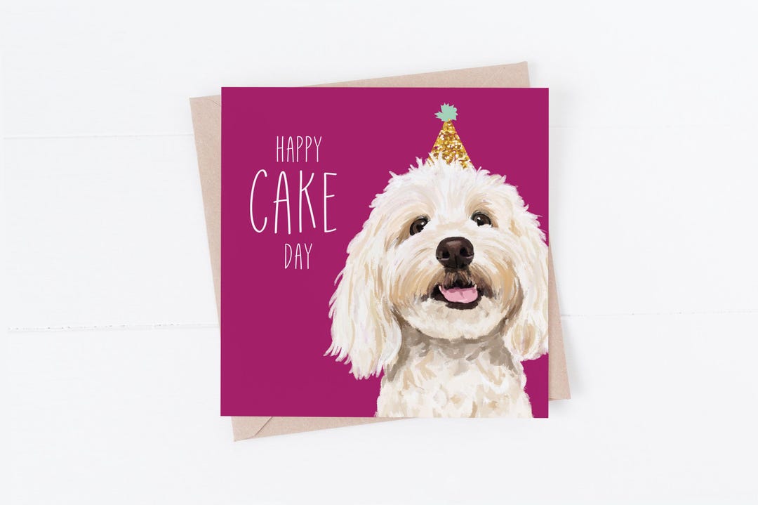 Dog Birthday Card, Cockapoo Card, Cockapoo Birthday Card, Cake, From ...
