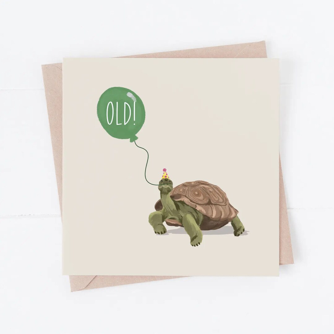 Birthday Card, Turtle Card, Tortoise Card, Old Tortoise, Tortoise ...