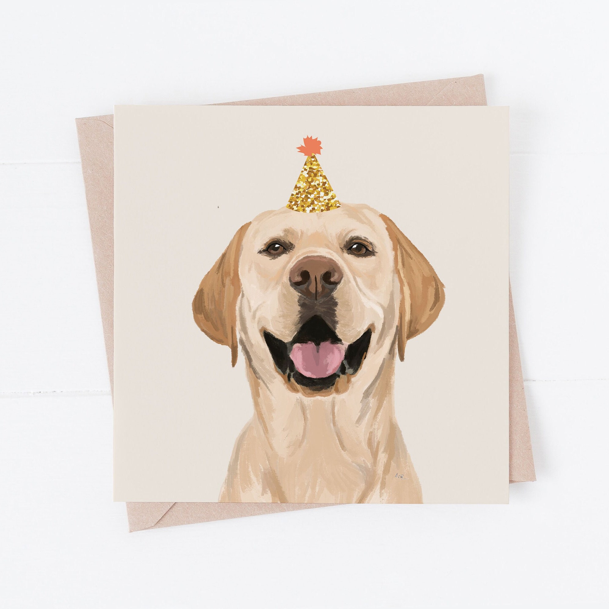 Labrador Birthday Card: Yellow Lab With Party Hat - Etsy