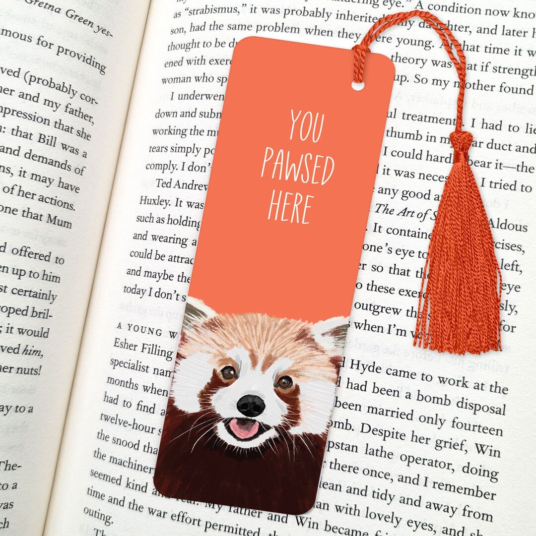 Red Panda Bookmark: 'you Pawsed Here' Double-sided - Etsy UK
