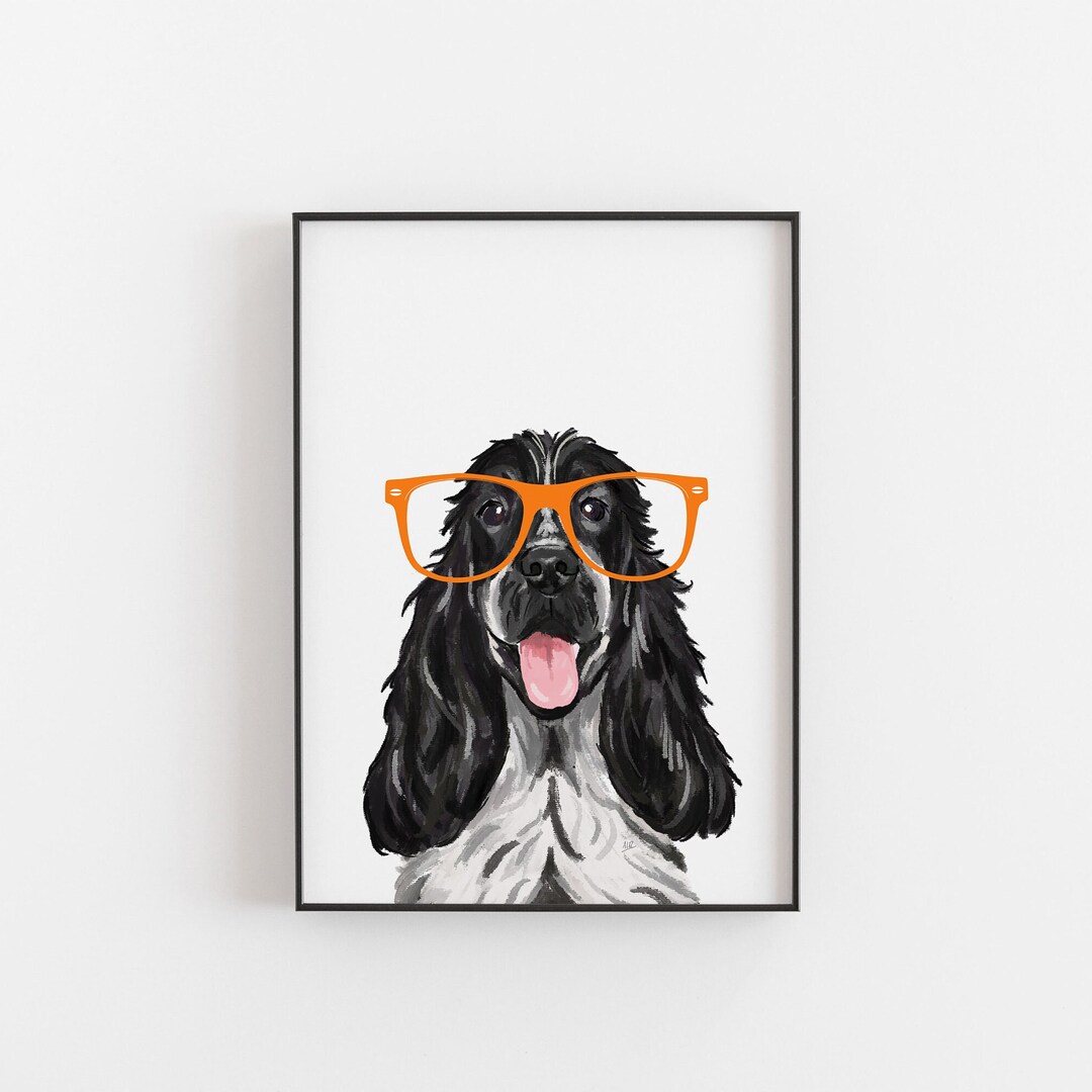 Cocker Spaniel Dog Print, Spaniel, Blue Roan Cocker Spaniel, Black ...