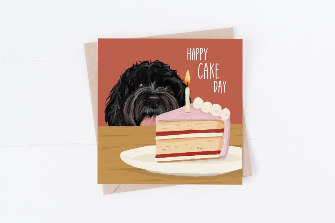 Cockapoo Birthday Card: 'happy Cake Day' Dog Design - Etsy