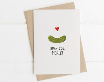 Happy Birthday Pickle Greeting Card - Funny Cute Illustrated Birthday ...