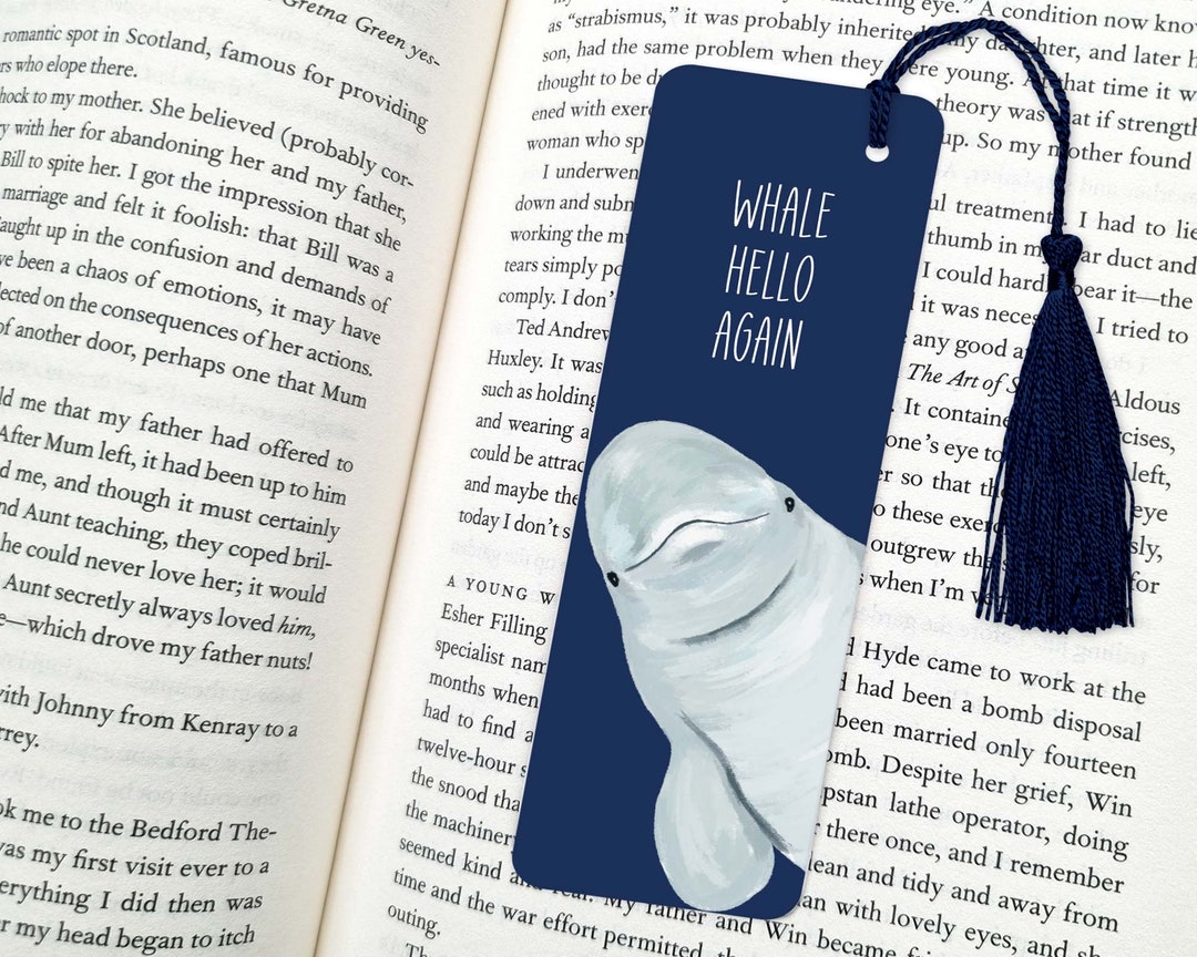 Whale Bookmark, Bookmark, Whale Gift, Book Lover Gift, Whale, Beluga ...