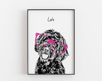 Labradoodle Wall Art, Labradoodle Art Print, Labradoodle Sketch Art ...
