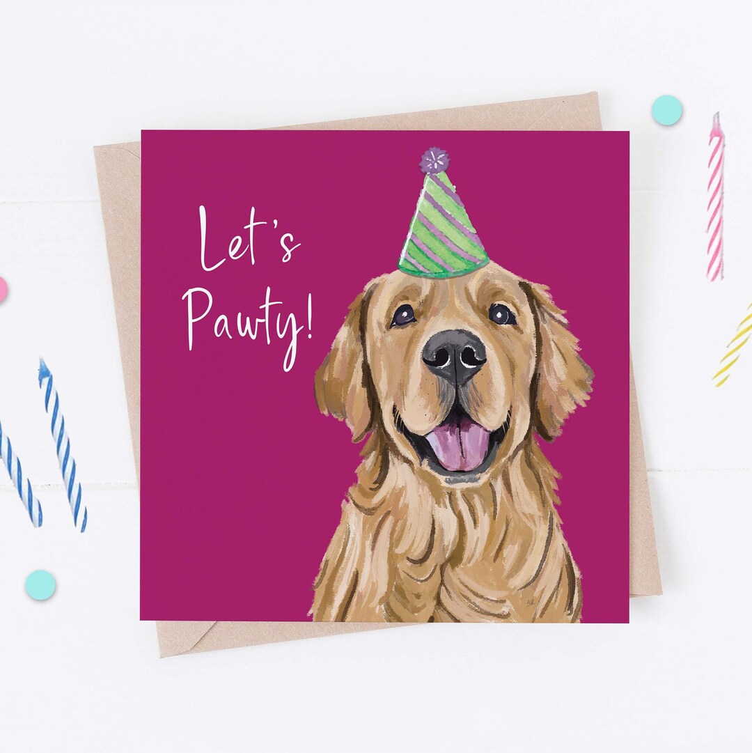 Dog Birthday Card, Golden Retriever Card, Golden Retriever Birthday ...