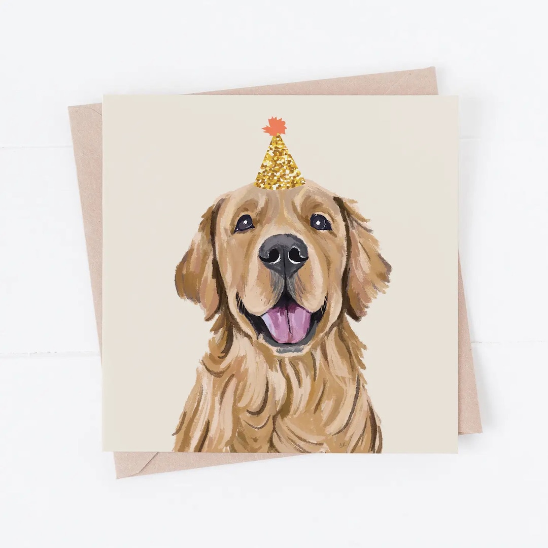 Dog Birthday Card, Golden Retriever Card, Golden Retriever Birthday ...