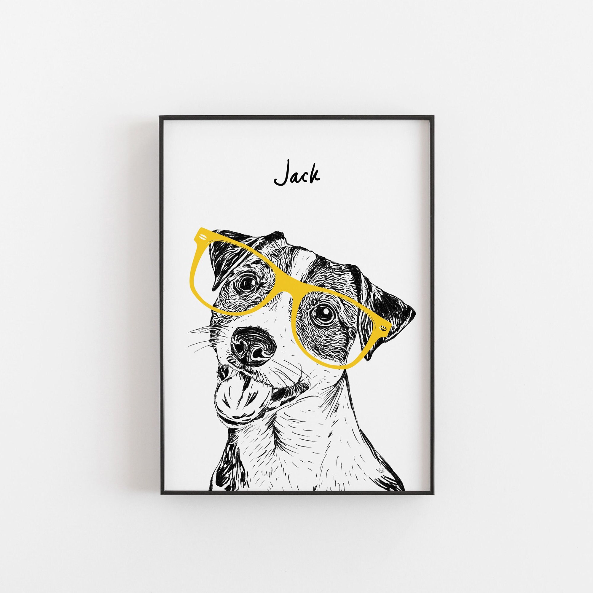 Jack Russell Terrier Print, Dog With Glasses - Etsy UK