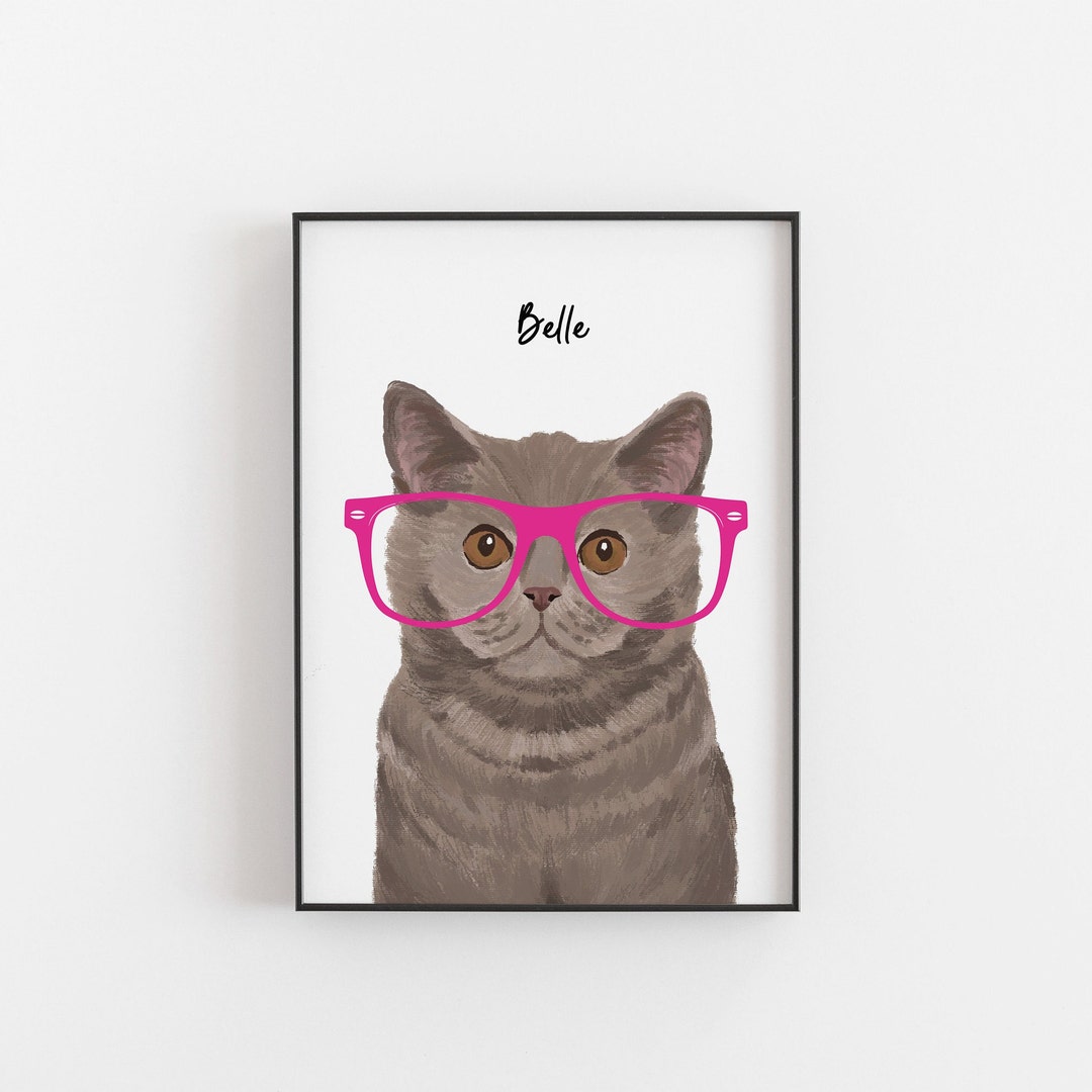 Cat Print, Cat Wall Art, Cat Art, Cat Gift, Cats, Grey Cat, Grey Cat ...