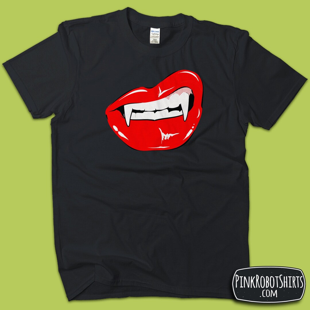 Vampire Red Lips Shirt, Vampire Teeth Halloween T-shirt for Women Men ...
