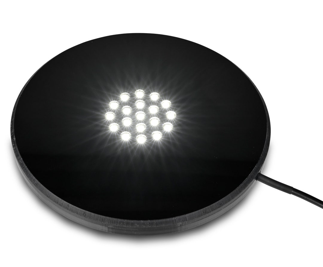 19 LED White Lighted Base for Glass Art - Circular Illuminated Display ...