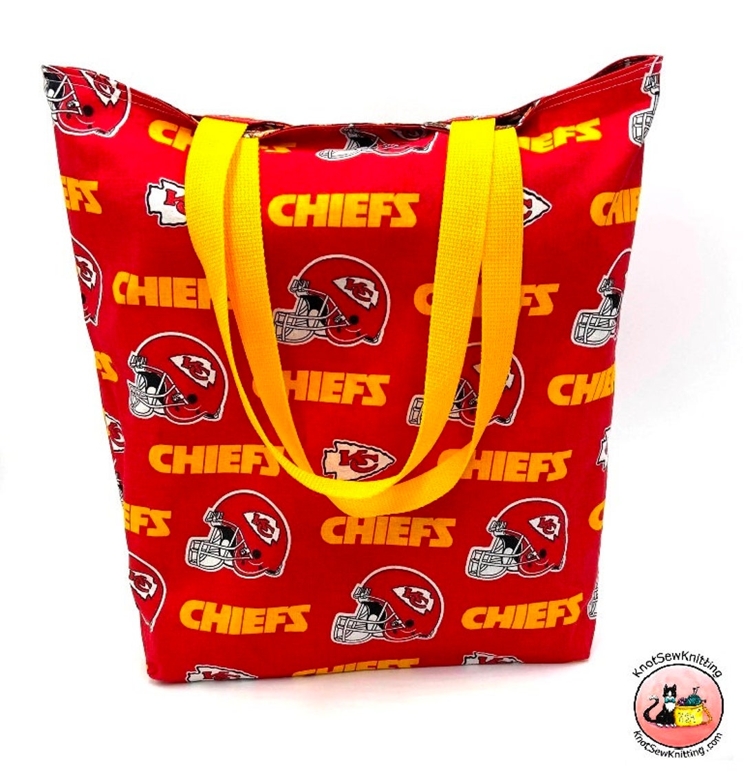 Kansas City Chiefs Red Football Lined Reversible Reusable Tote Grocery ...