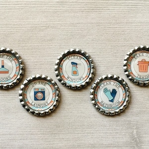 Magnets,bottle Cap Magnets,chores,set of Chores,refrigerator Magnets ...