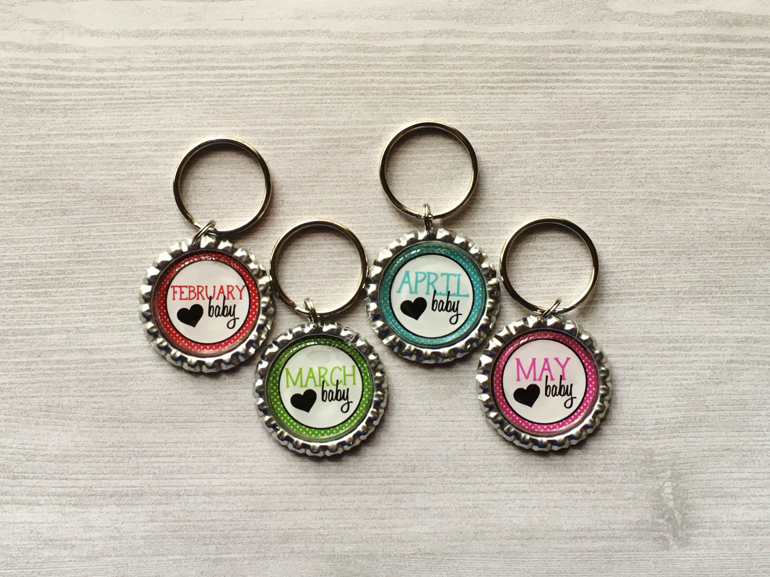 Keychain,key Ring,birth Month,birthday,key Chain,keyring,bottle Cap ...