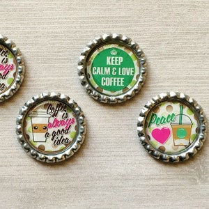 Magnets,bottle Cap Magnets,coffee,coffee Quotes,latte,refrigerator ...