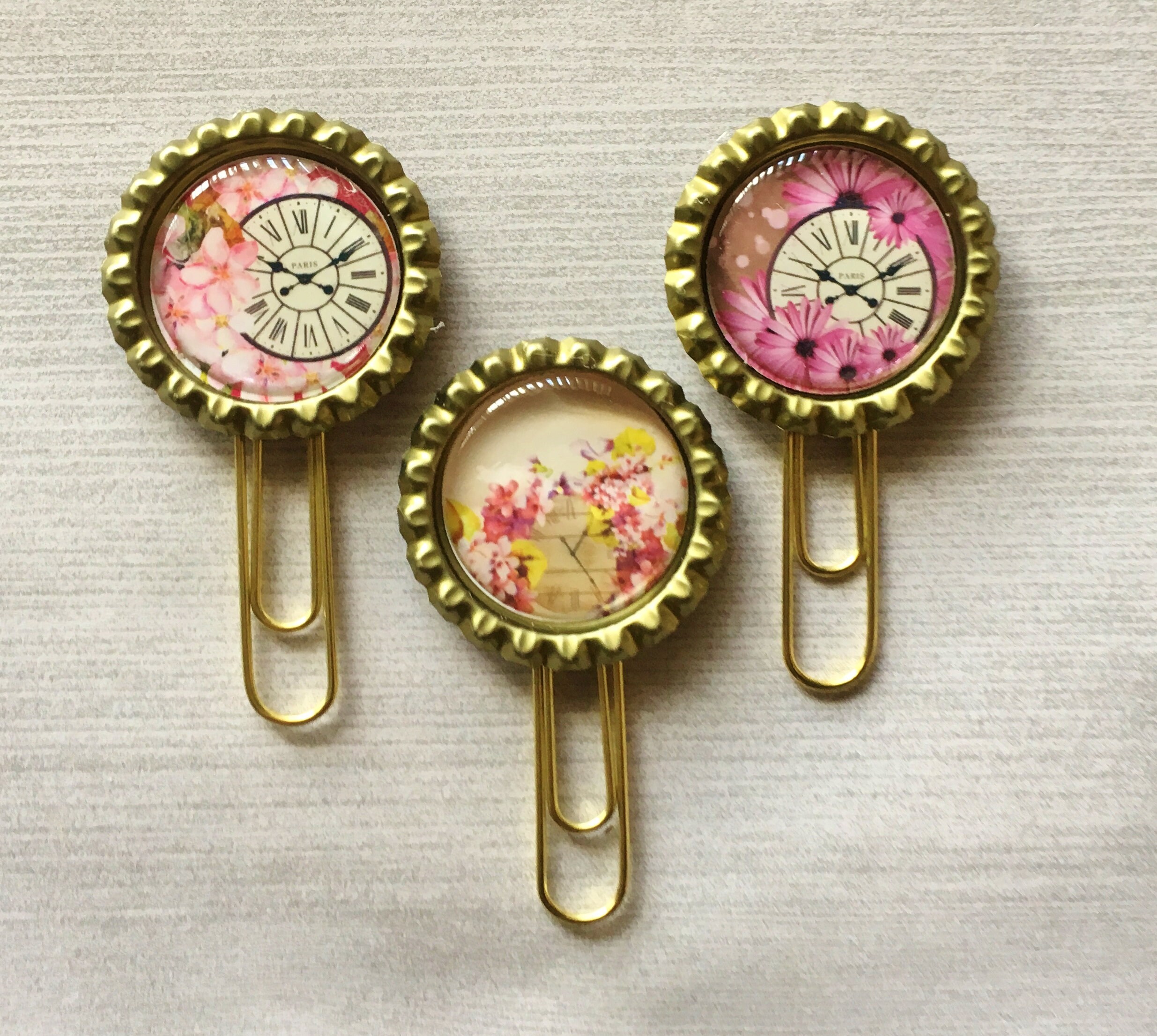 Planner Clip,bookmark,floral,clock,page Marker,bookmark Clip,large ...