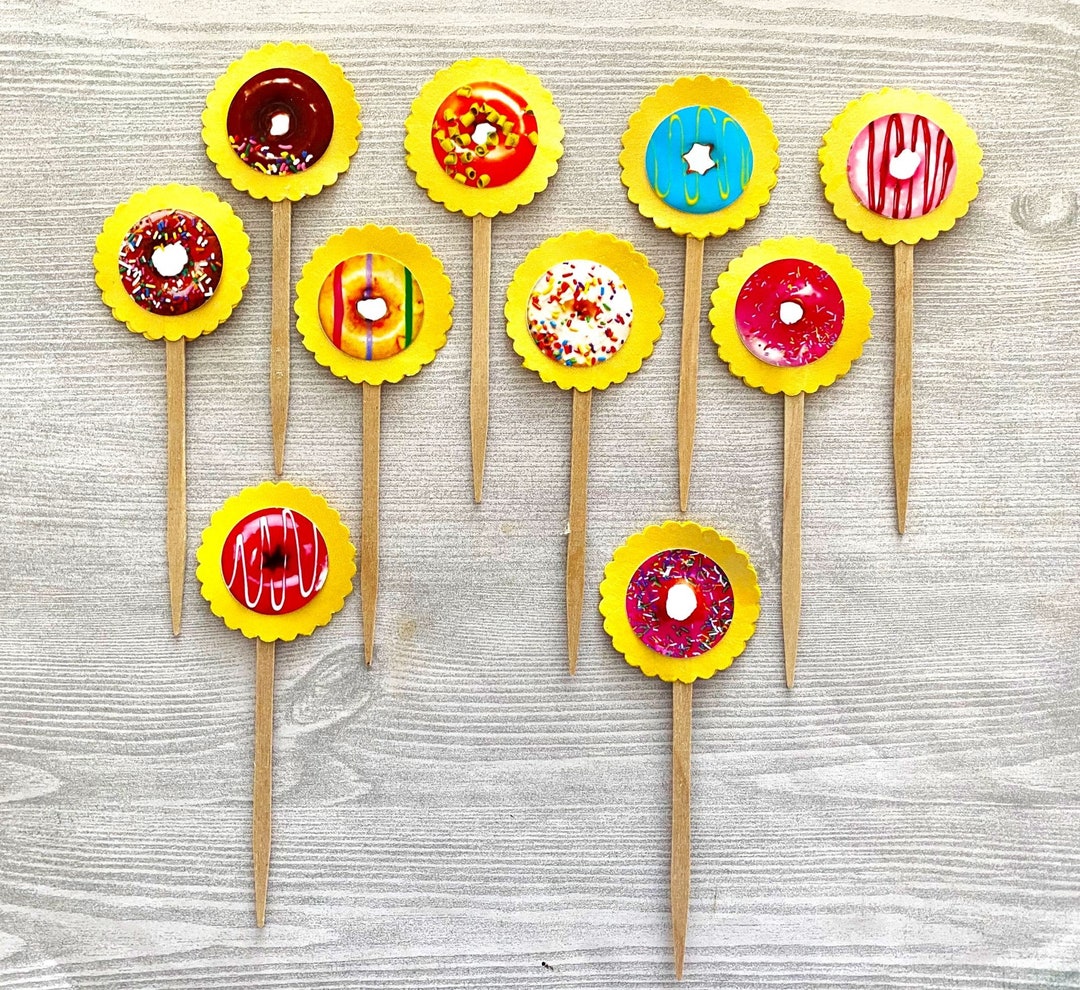 Donut Themed Cupcake Toppers,donut Themed,cupcake Toppers,donuts,set of ...