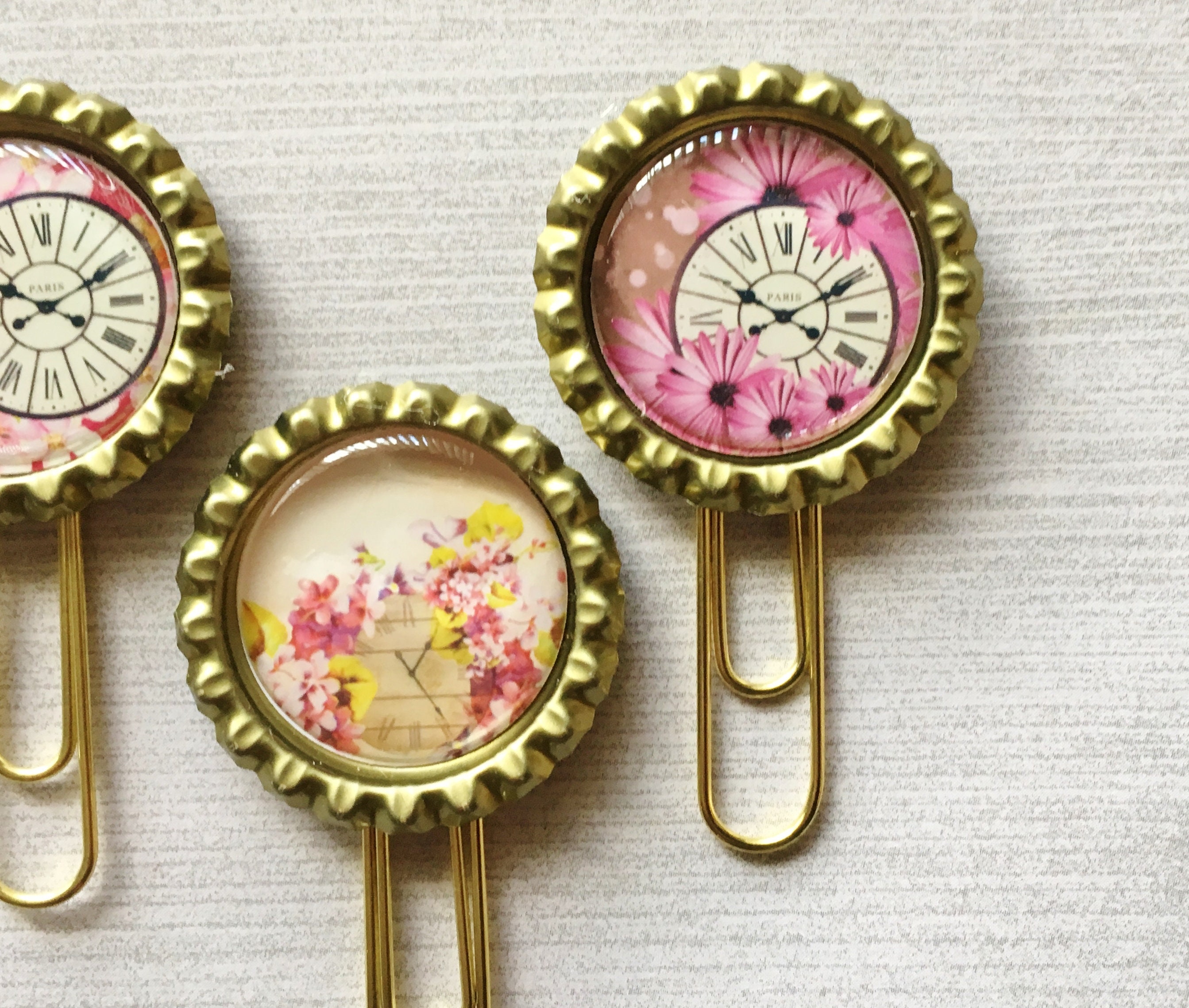 Planner Clip,bookmark,floral,clock,page Marker,bookmark Clip,large ...