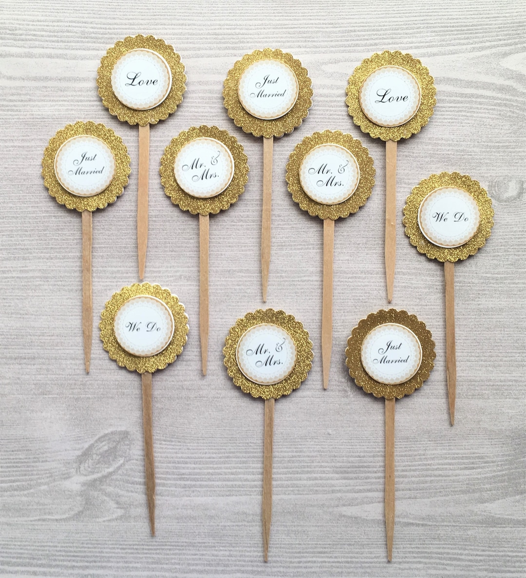 Wedding Cupcake Toppers,wedding,cupcake Toppers,set of 10,wedding Party ...
