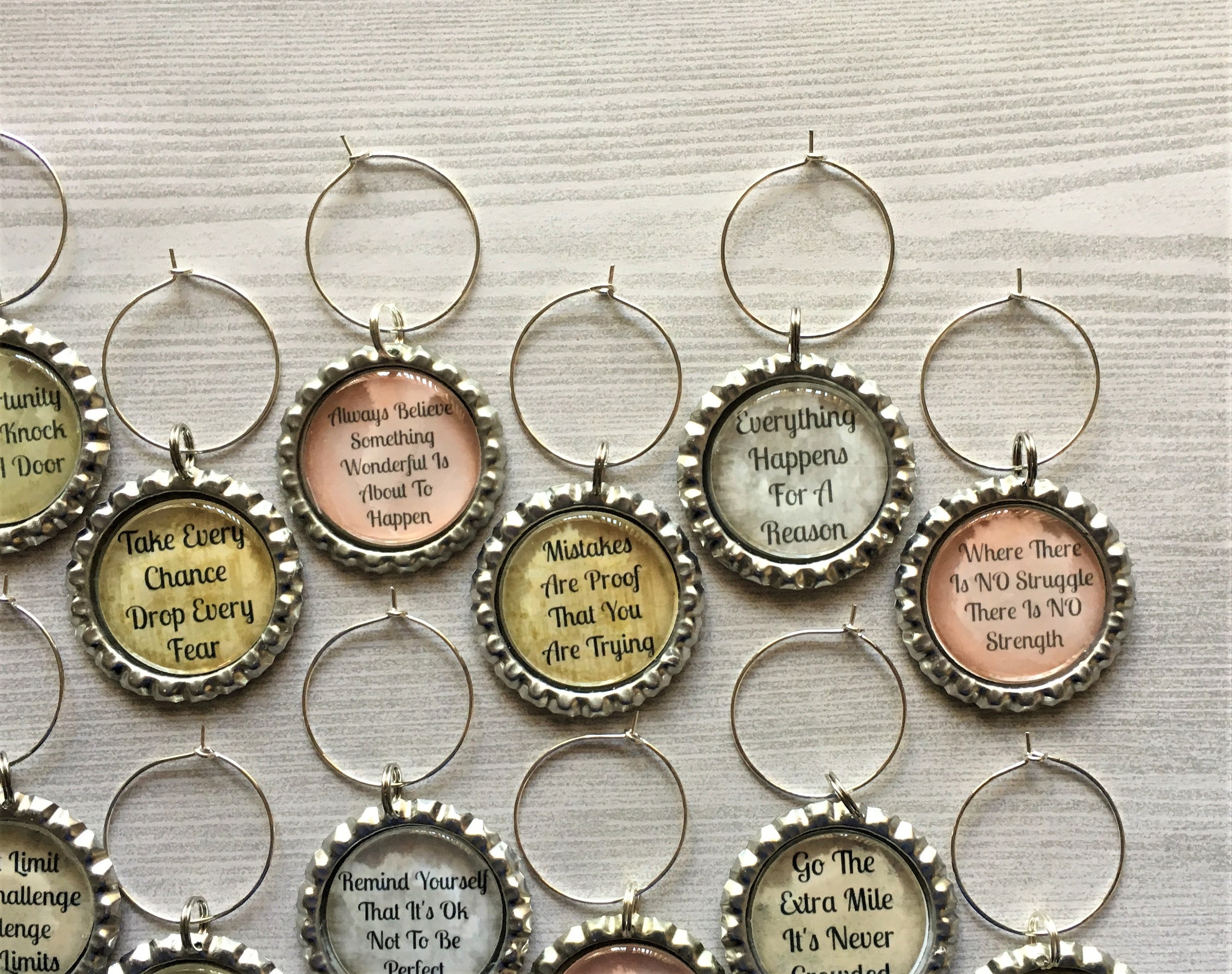 Wine Charms,inspirational Quotes,drink Markers,glass Markers,wine Glass ...