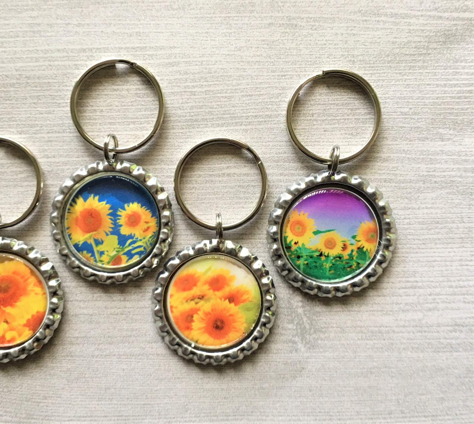 Sunflower Keychainsunflower Key Ringsunflowerkey - Etsy