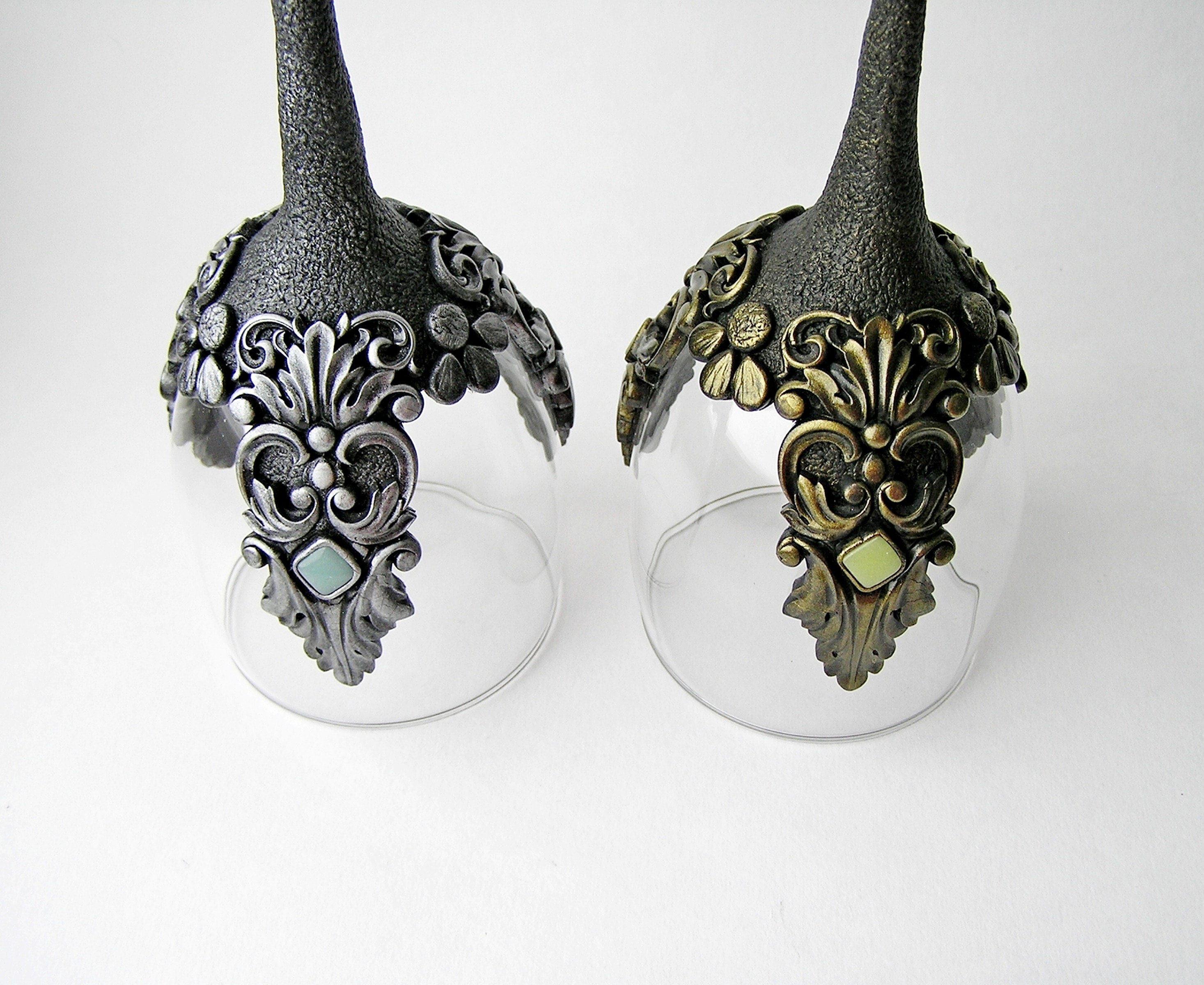 Antique Style Medieval Gold Goblets Decorated With Glass Stones ...