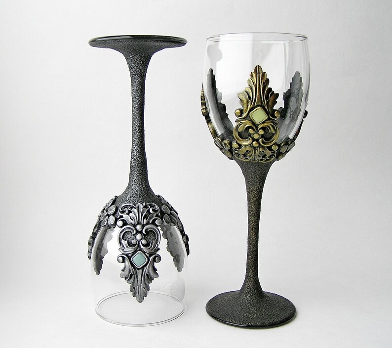 Antique Style Medieval Silver Goblets Decorated With Glass Stones ...