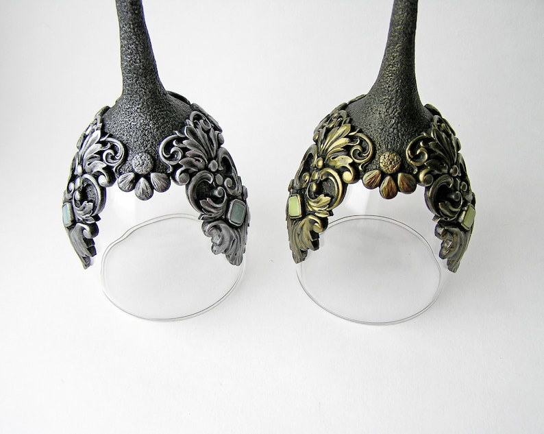 Antique Style Medieval Gold Goblets Decorated With Glass Stones ...