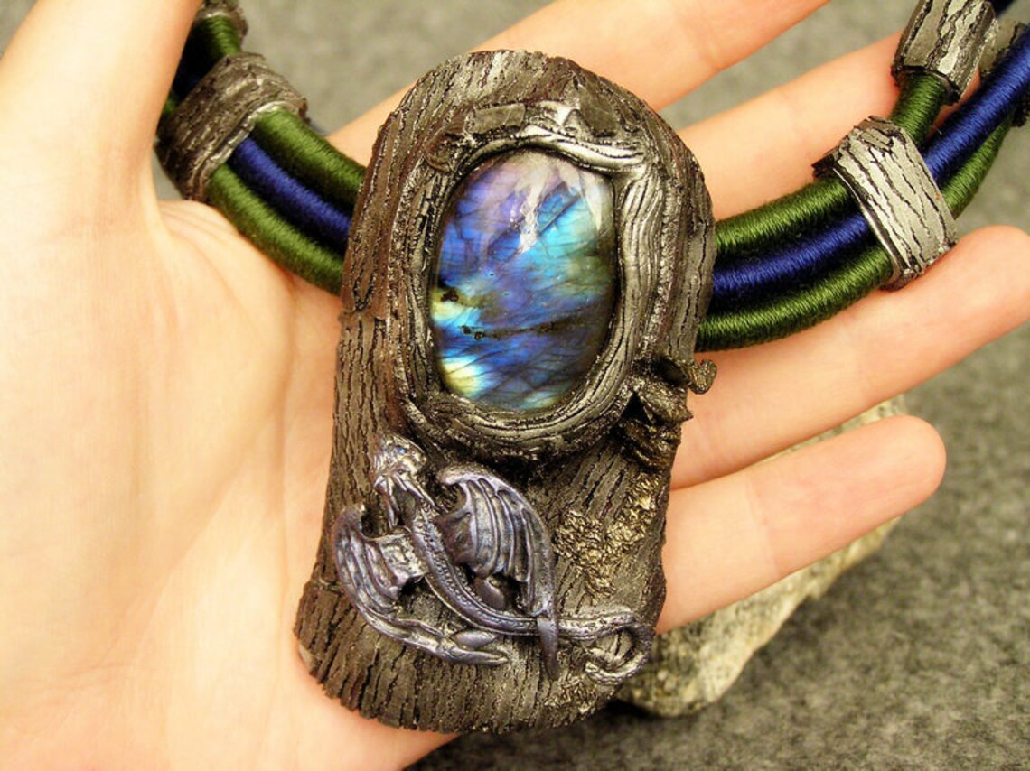 Dragon Jewelry Fantasy Necklace Dragon Keeper Natural Stone Labradorite ...