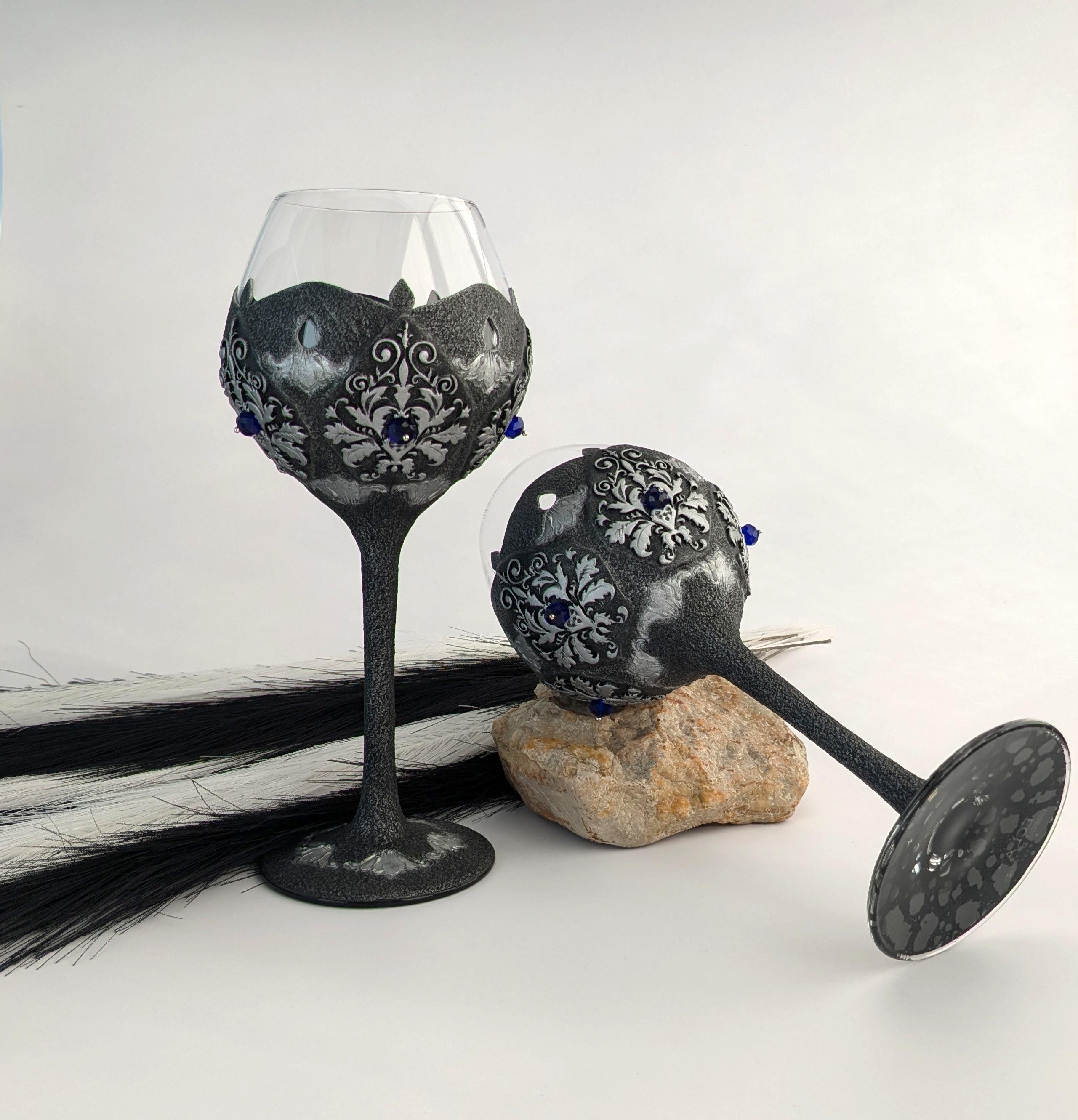 Silver Medieval Wine Goblets With Custom Colors Crystals Royal Wine ...
