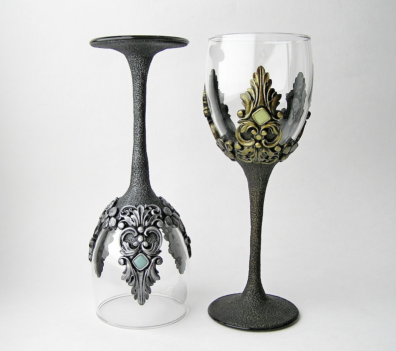 Antique Style Medieval Gold Goblets Decorated With Glass Stones ...