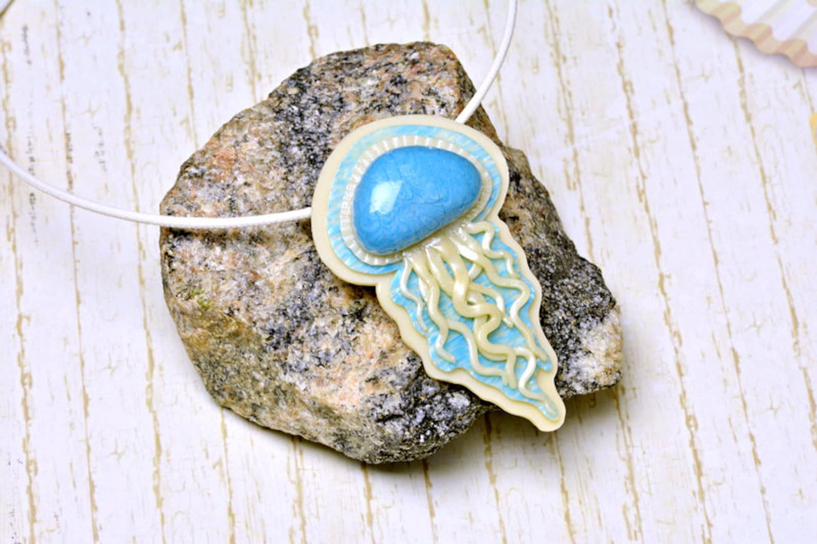 Pendant of Jellyfish From Polymer Clay Jewelry Jellyfish Blue Jellyfish ...