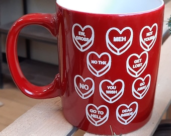 Personalized Red Heart Mug - Etsy