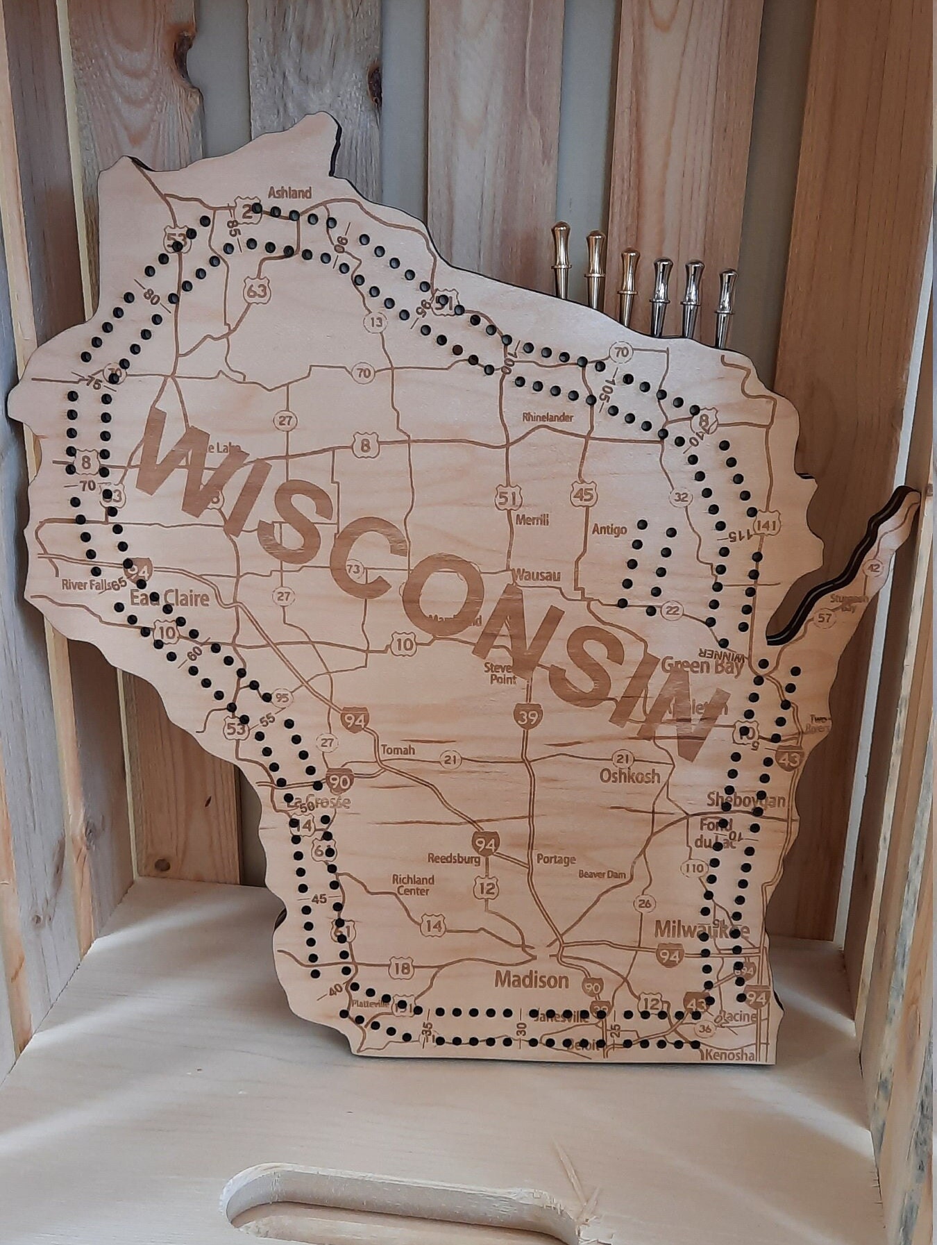 Wisconsin Badger Cribbage Board - Etsy